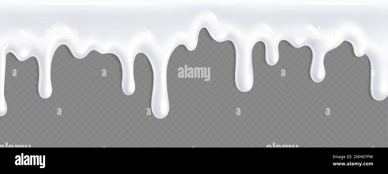 Realistic yoghurt or white paint flow isolated on transparent ...
