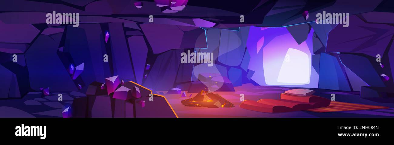 Stone cave dungeon dark tunnel Stock Vector Images - Alamy