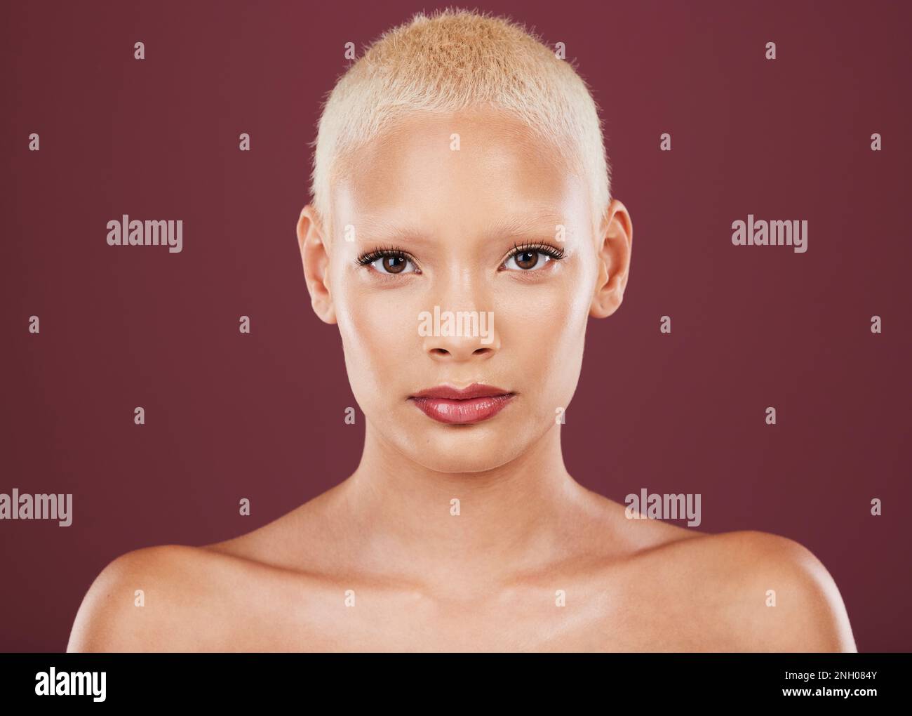 Portrait, beauty and woman in studio for makeup, wellness and cosmetic ...