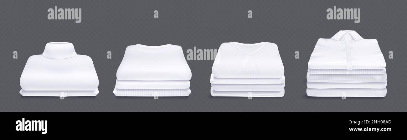 Realistic isolated clean clothes stack with shadow vector for mockup ...