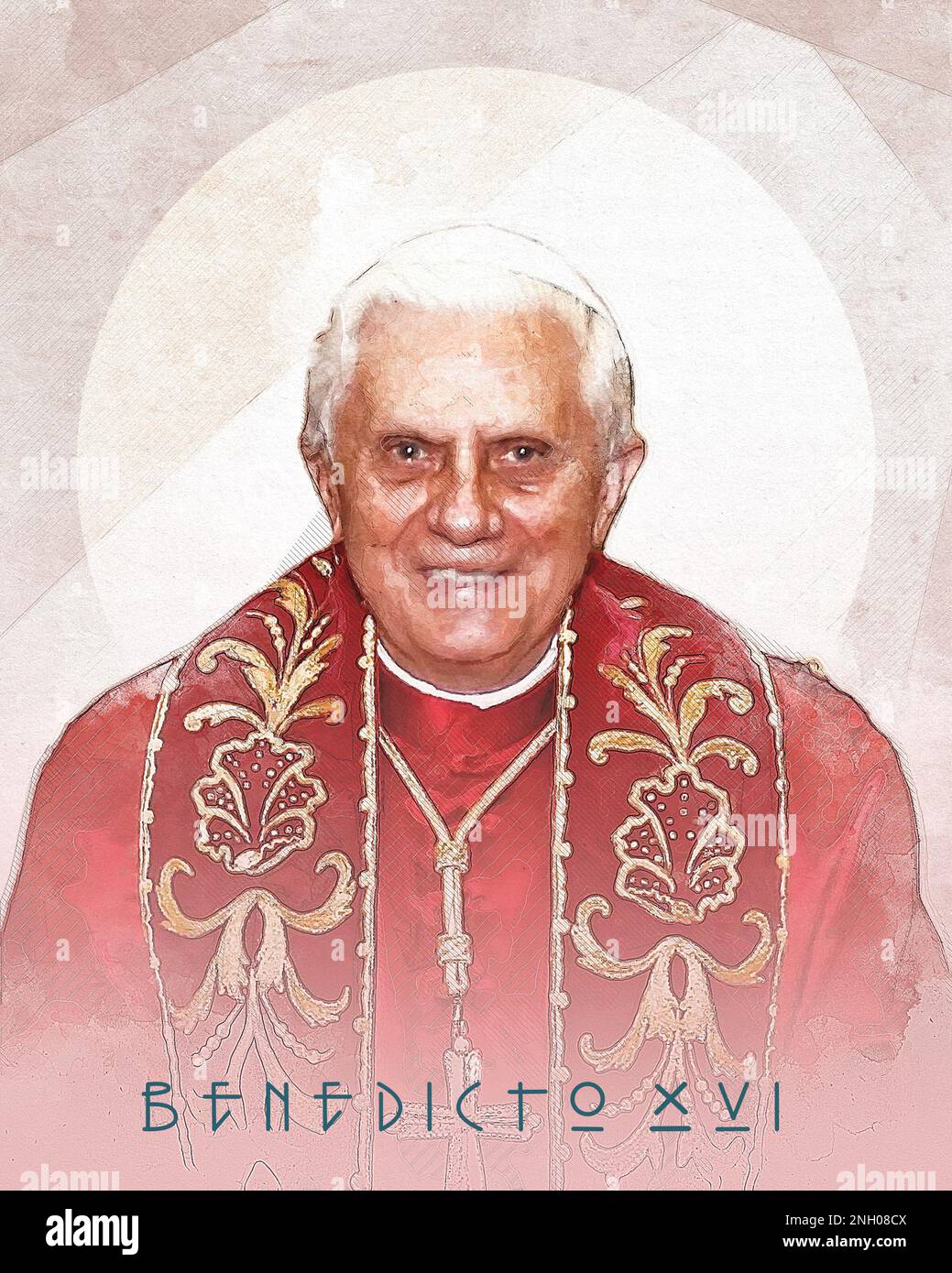 Artistic illustration of Joseph Ratzinger, Benedictus XVI Stock Photo ...