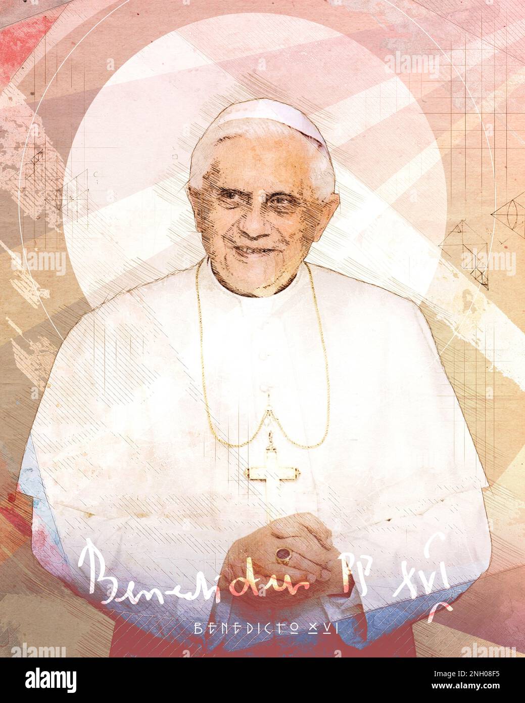 Artistic illustration of Joseph Ratzinger, Benedictus XVI Stock Photo ...