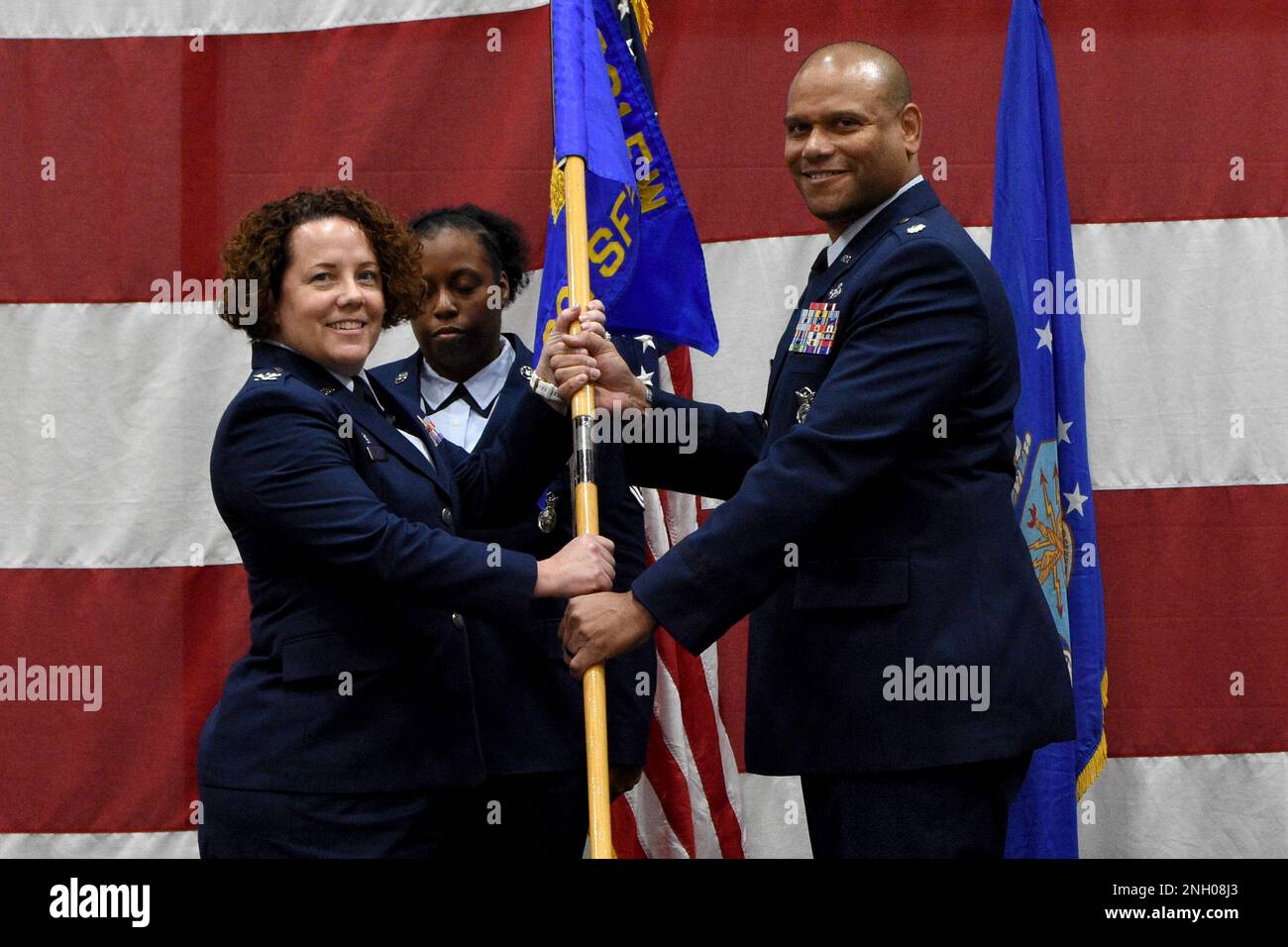 Col. Gloria Field, 301st Mission Support Group commander, (left ...