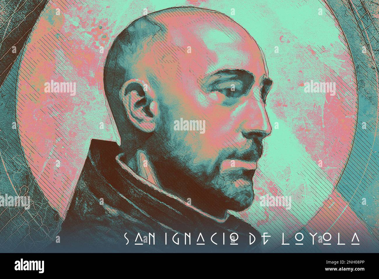 Art potrait of Saint Ignatius of Loyola, Jesuit founder, and his name ...