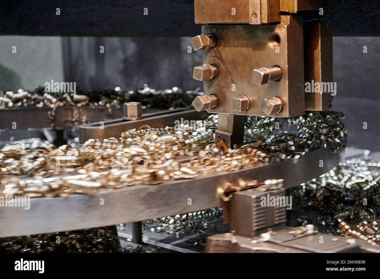 Processing metal part with boring and turning lathe machine Stock Photo ...