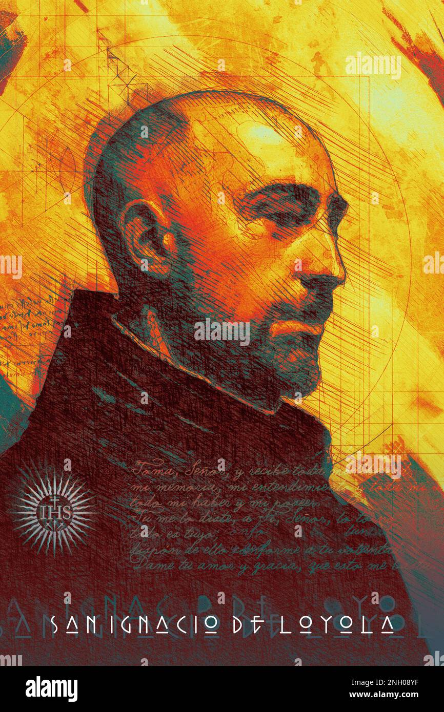 Art potrait of Saint Ignatius of Loyola, Jesuit founder, and his name ...