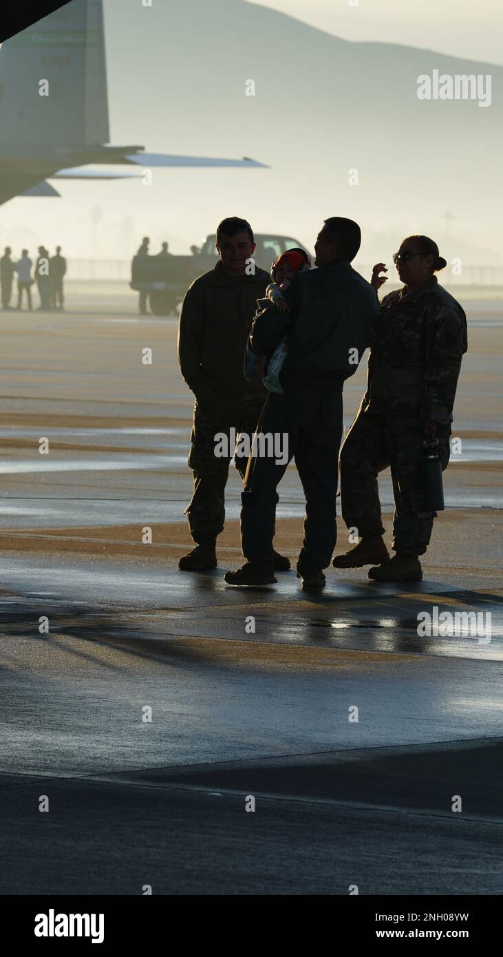 U.S. Air Force Airmen assigned to the 146th Airlift Wing say goodbye to ...
