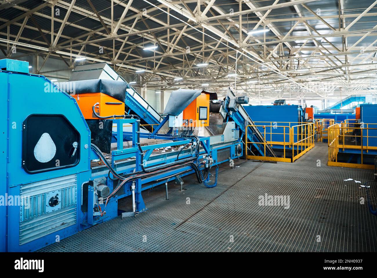 Production line with conveyors at waste recycling plant Stock Photo - Alamy