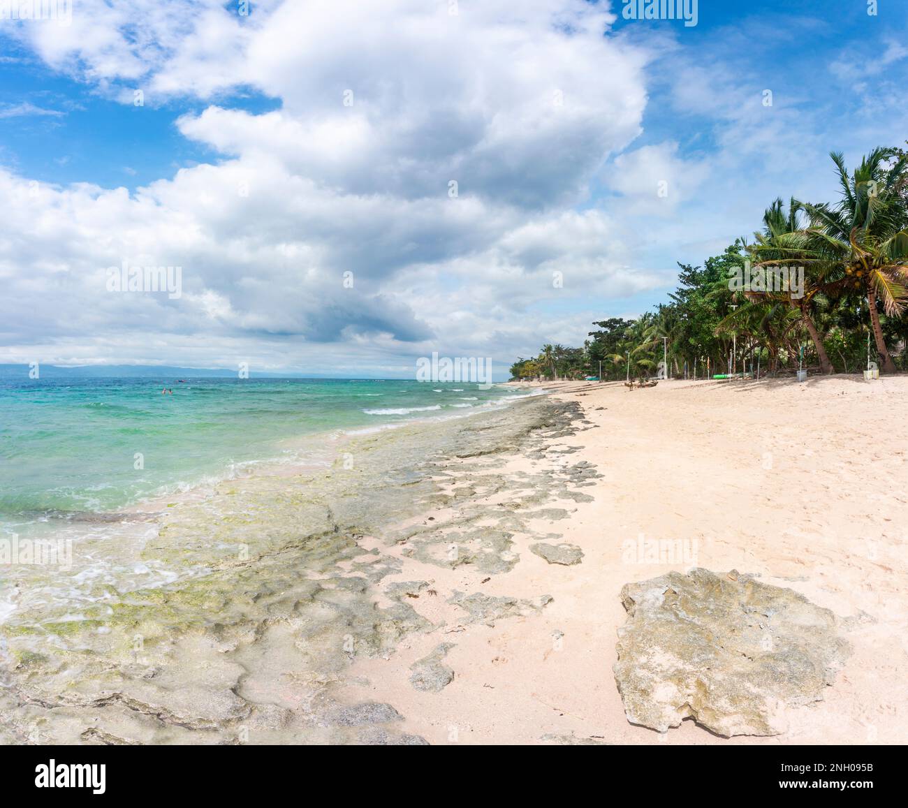Beautiful fine,white sands of the tropical paradise beach and traveler ...