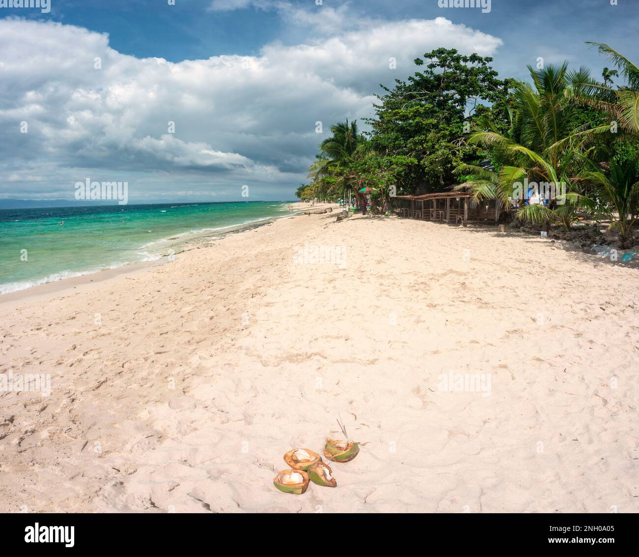 Beautiful fine,white sands of the tropical paradise beach and traveler ...