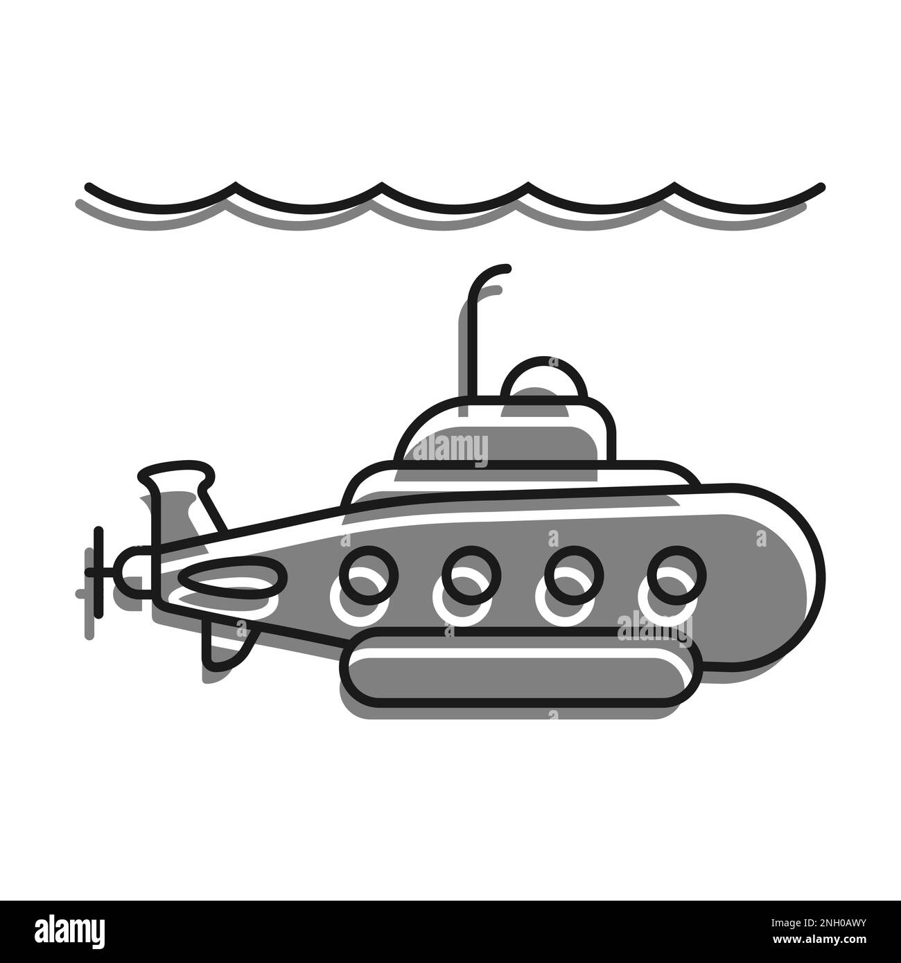 Scientific Bathyscaphe, Submarine filled with gray color icon ...