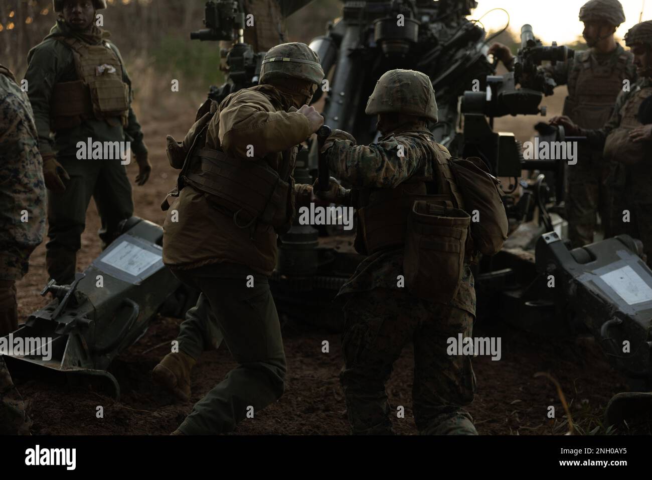 U.S. Marines with 3d Battalion, 12th Marines conduct live fire training during Artillery ...