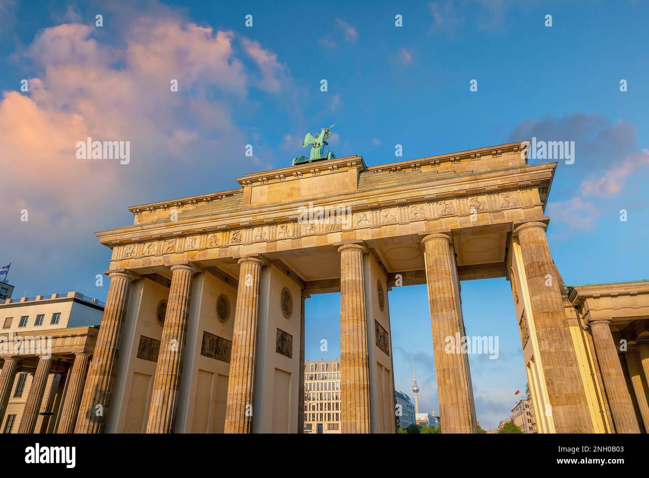 The Brandenburg Gate in downtown Berlin Germany at sunset Stock Photo ...