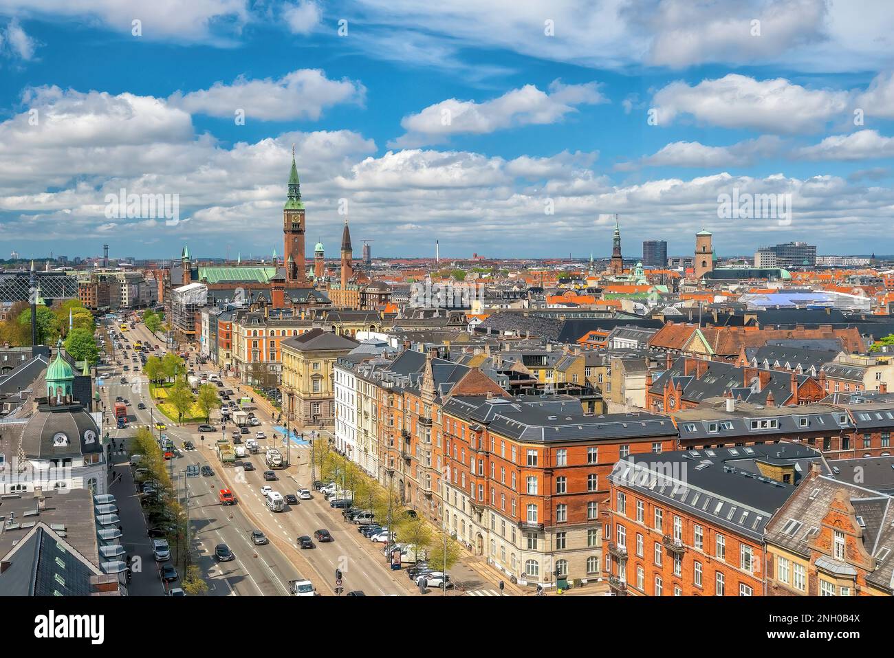 Copenhagen downtown city skyline, cityscape of Denmark from top view ...