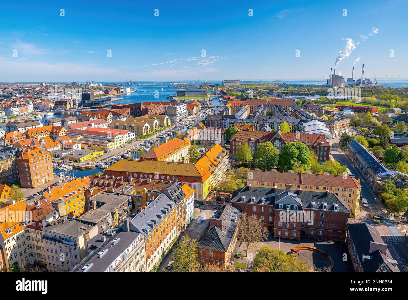 Copenhagen downtown city skyline, cityscape of Denmark from top view ...