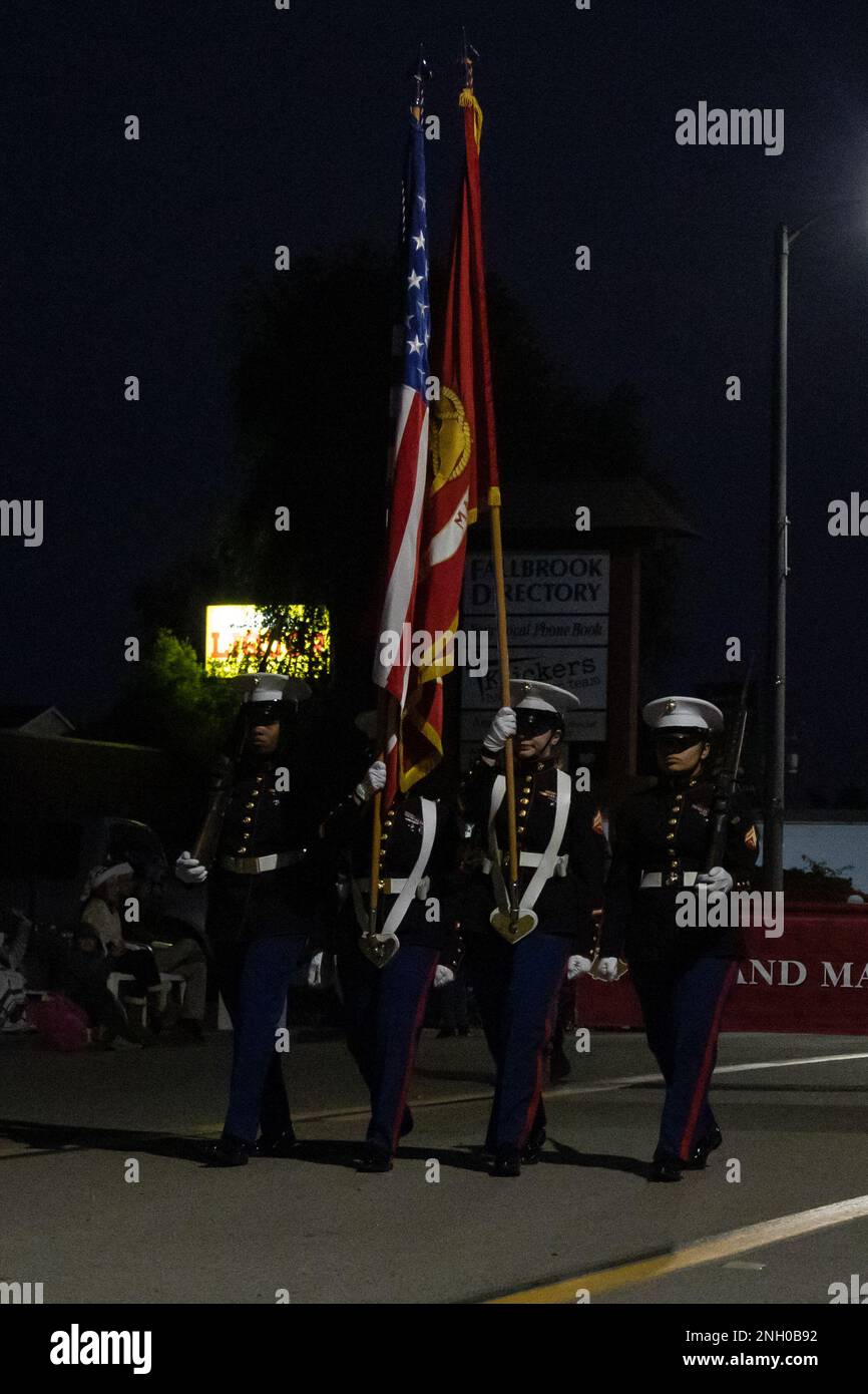 U.S. Marine Corps color guard with Headquarters and Support Battalion ...