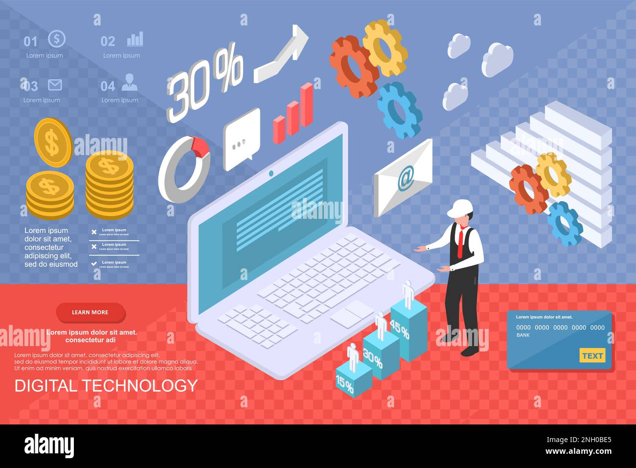 Data analysis 3d isometric web design people work with charts hi-res stock photography and ...