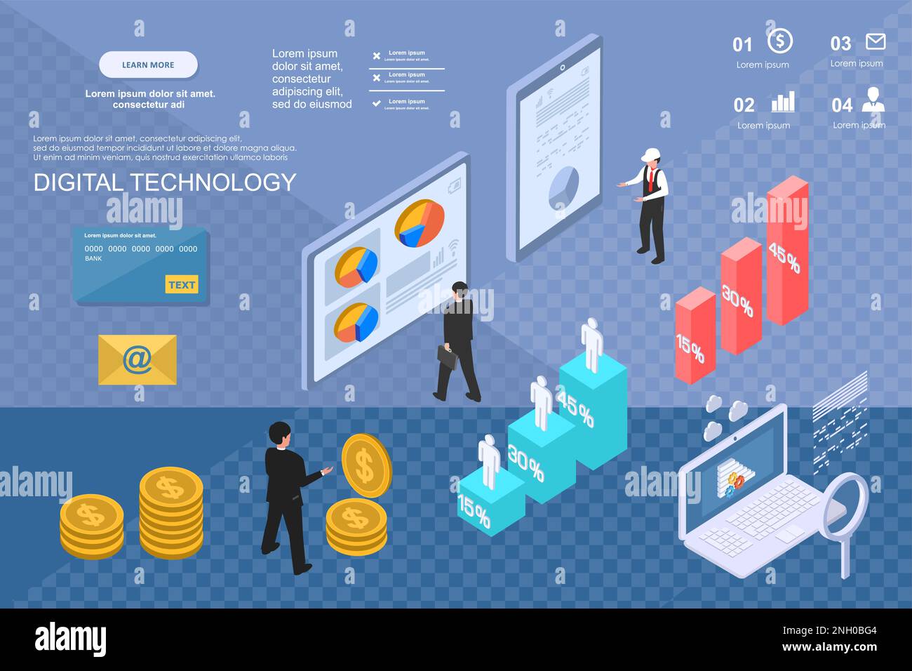 3d infographic business data analysis template. Charts and analyzing ...