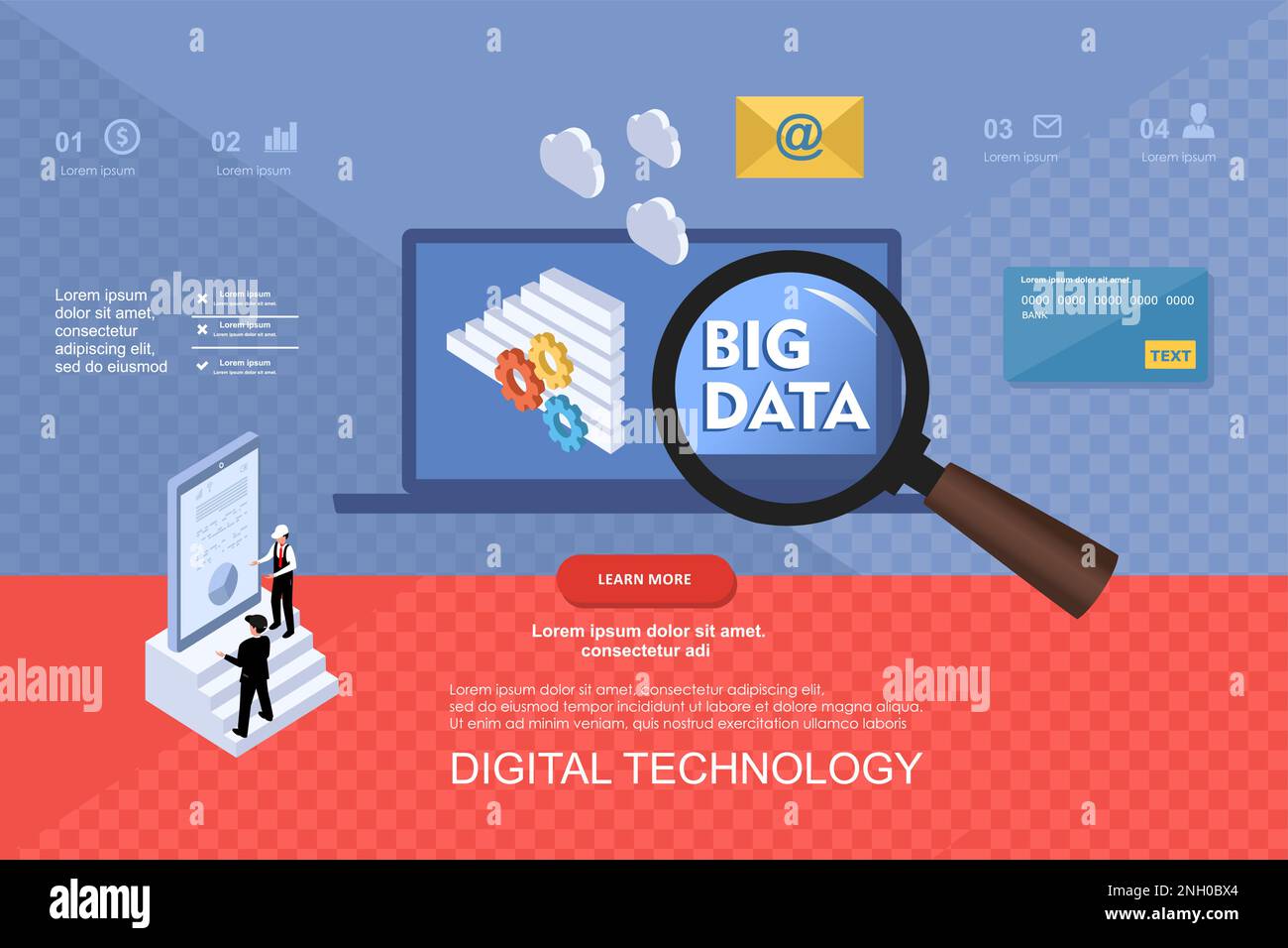 Big data business analysis landing page template charts and analyzing Stock Vector Image & Art ...