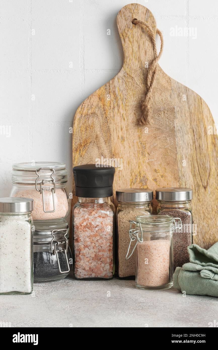 Assorted speciality salt, himalayan pink salt, italian black truffle ...