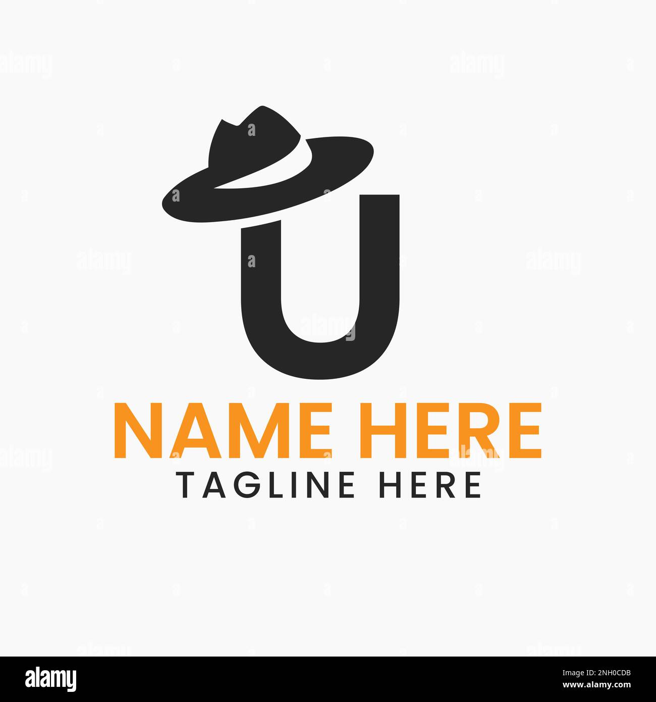 Letter U Gentlemen Hat Logo Design Concept With Cowboy Hat Icon ...
