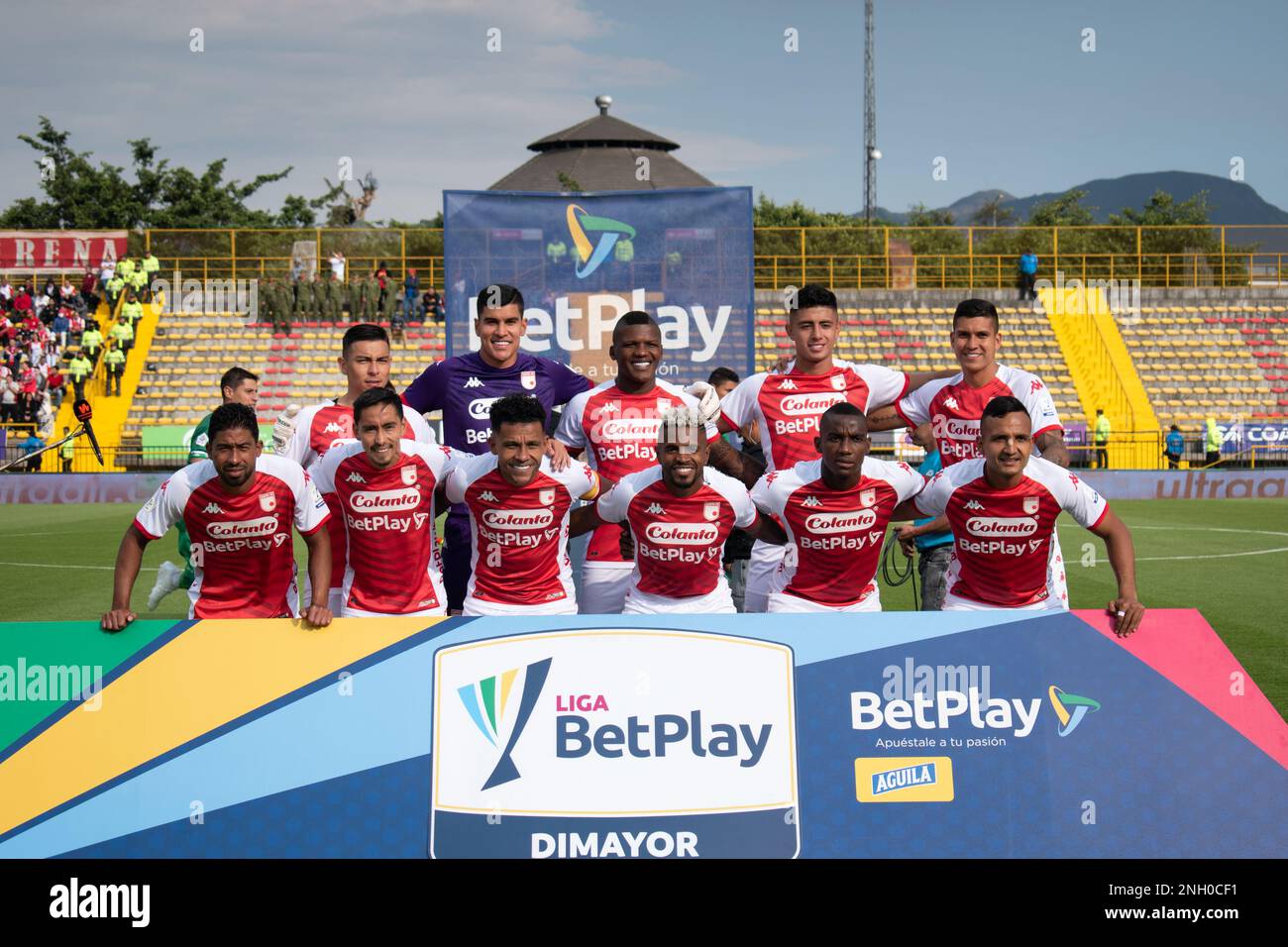 Santa Fe team members pose for the official photo during the BetPlay ...