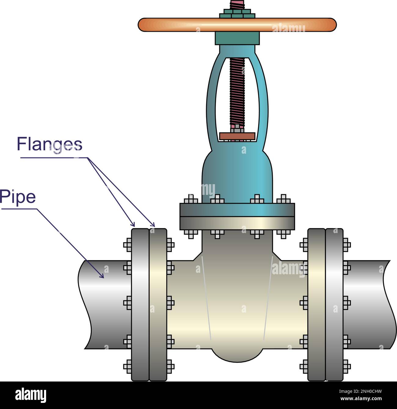 Valve Connected with Flangs Stock Vector Image & Art - Alamy