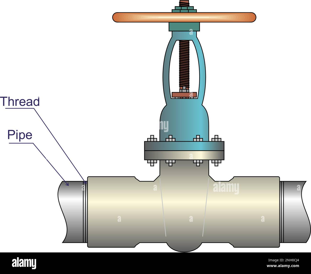 Valve Threaded to Pipe Stock Vector Image & Art - Alamy