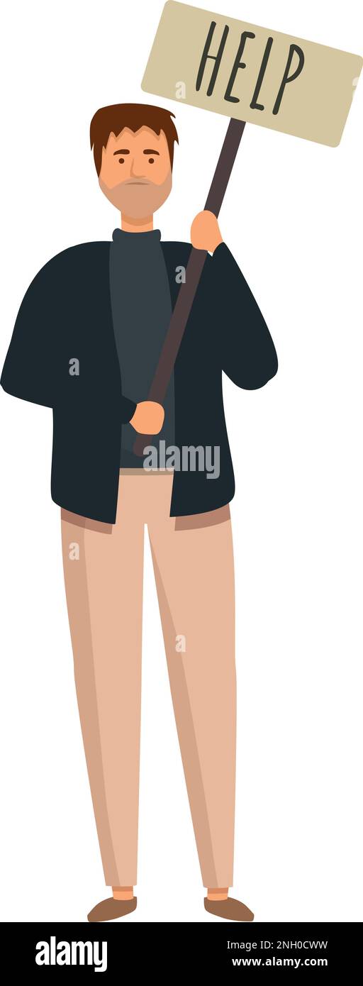 Poor man need help icon cartoon vector. Poverty people. Food person ...