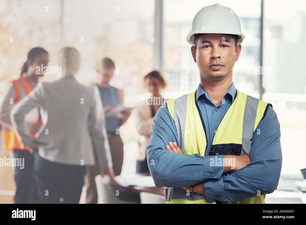 Portrait, construction worker and leadership with a man engineer ...