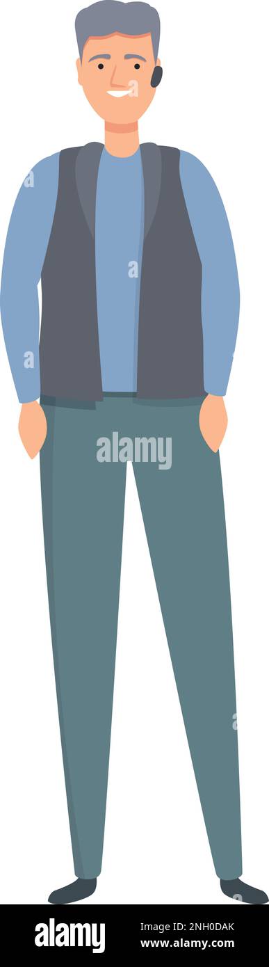 Trucker with headset icon cartoon vector. Cargo man. Worker male Stock ...