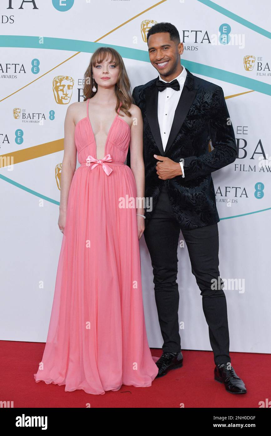 Madeleine Arthur and Elliot Knight attending the EE BAFTA Film Awards ...