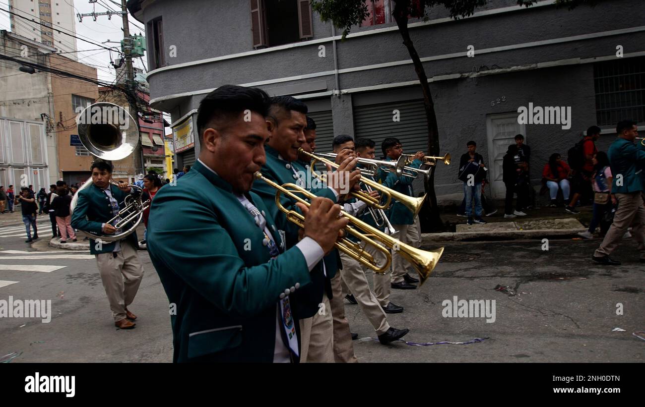Sao Paulo, Brazil. 19th Feb, 2023. Bolivians Revelers dancing during ...