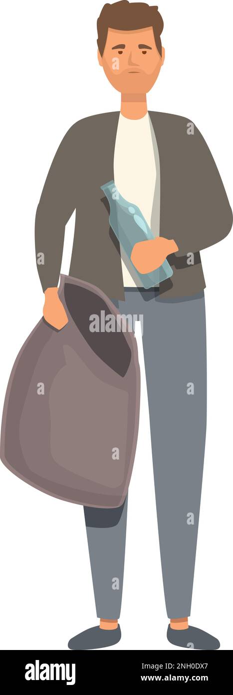 Crisis bag icon cartoon vector. Person beggar. Family hunger Stock ...