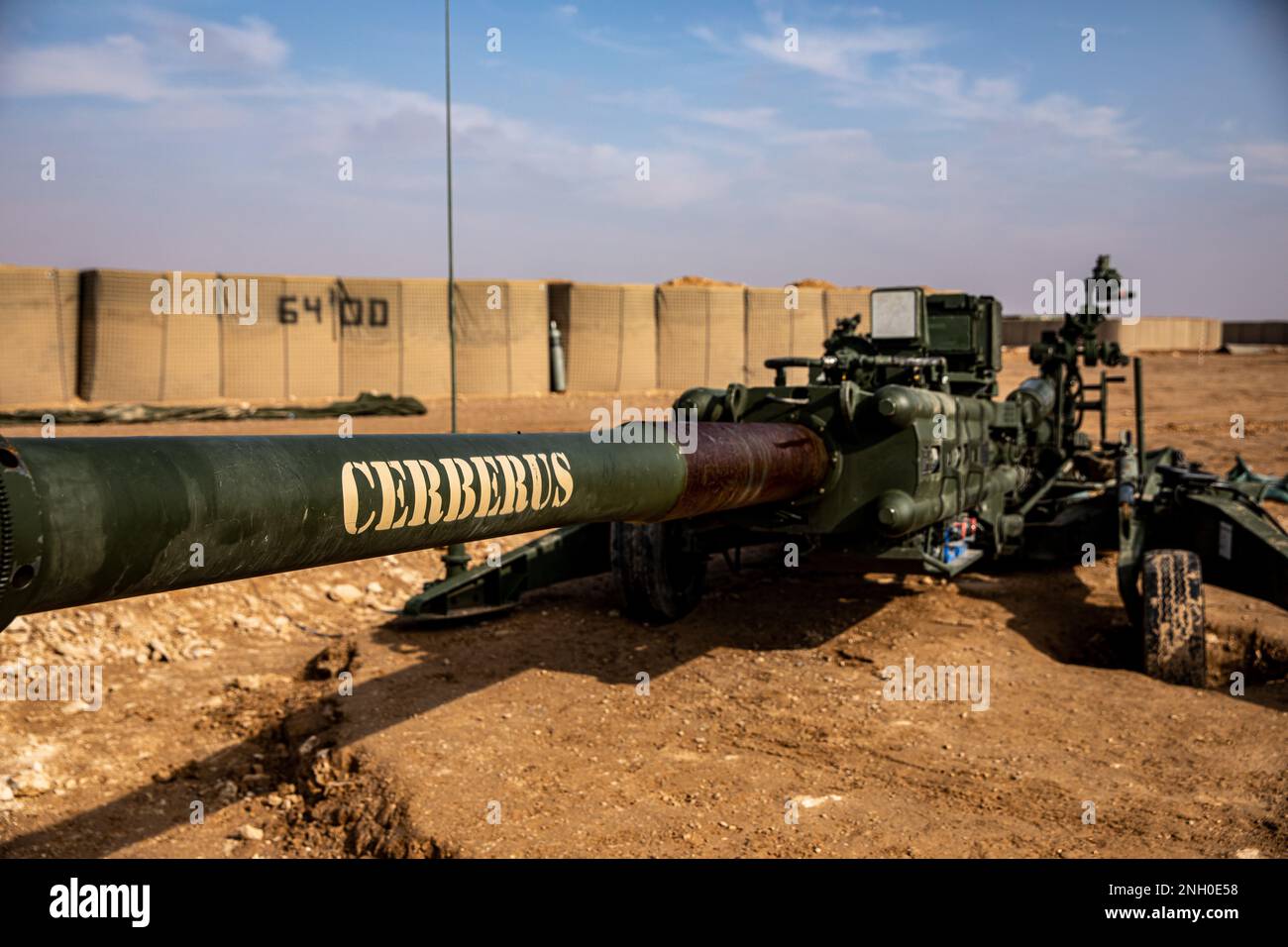 M777 Howitzer nicknamed 'Cerberus,' assigned to Charlie Battery, 1st ...