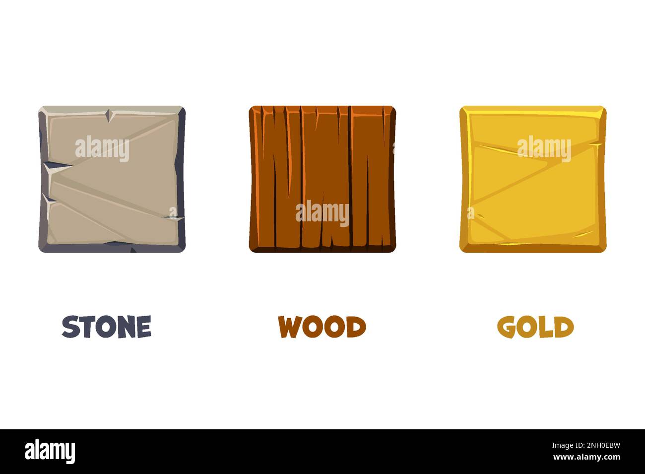 App icon Template with different textures. Stone, wooden and golden ...