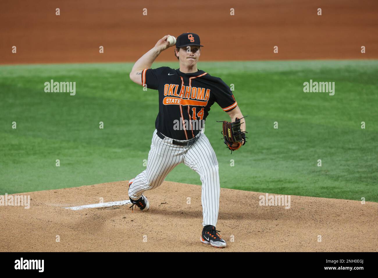 February 19, 2023: Cowboys pitcher Bayden Root #14 works from the mound ...