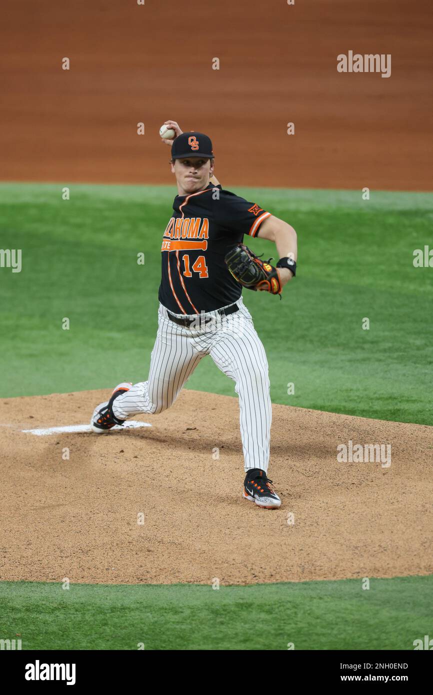 February 19, 2023: Cowboys pitcher Bayden Root #14 works from the mound ...