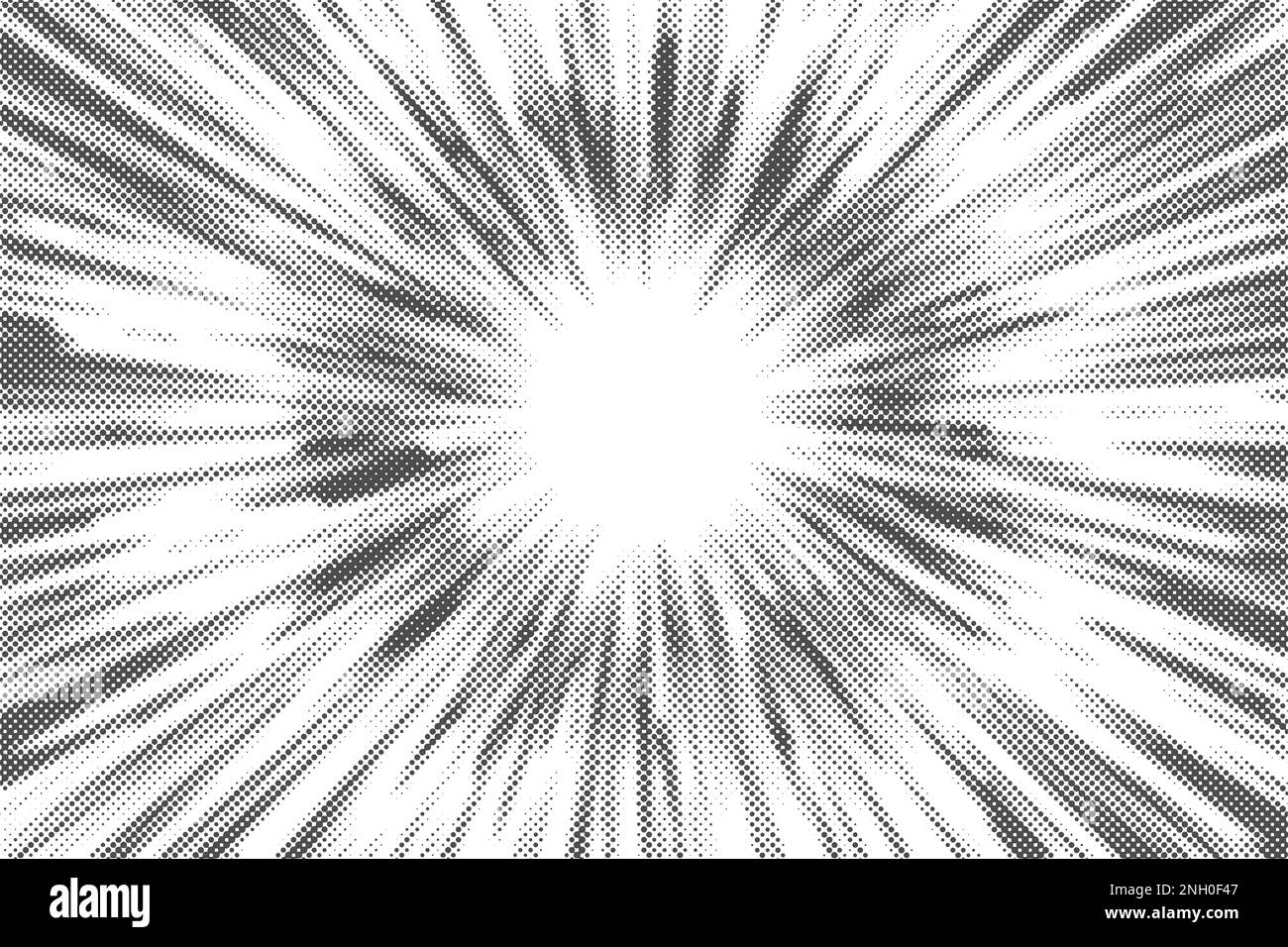 Radial halftone lines background. Comic manga dotted pattern. Cartoon zoom effect with sunrays ...