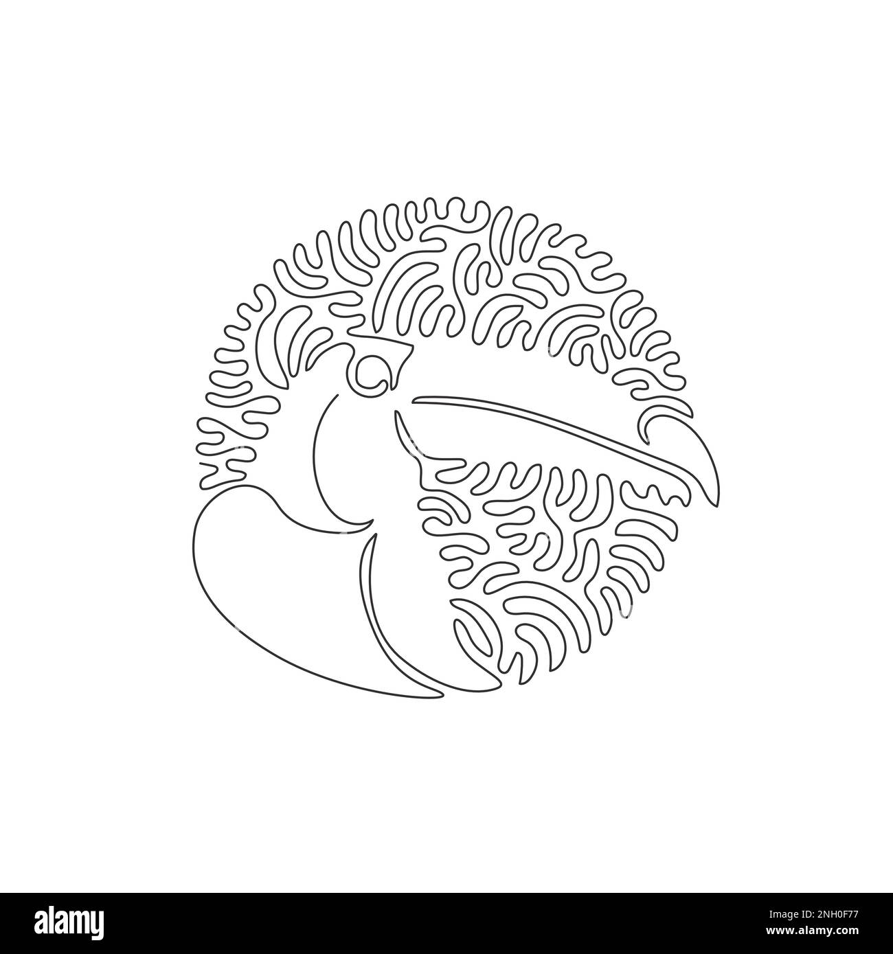 Continuous One Curve Line Drawing Of Comely Toucan Abstract Art In