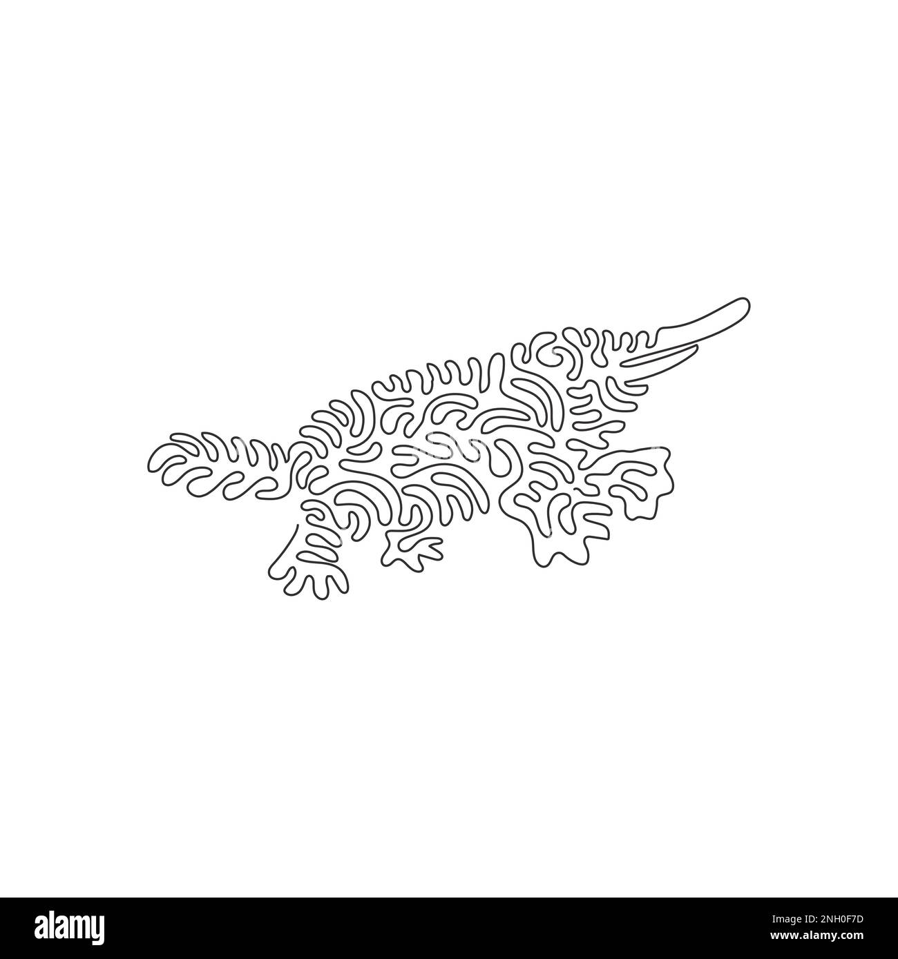 Single one line drawing of adorable platypus abstract art. Continuous ...
