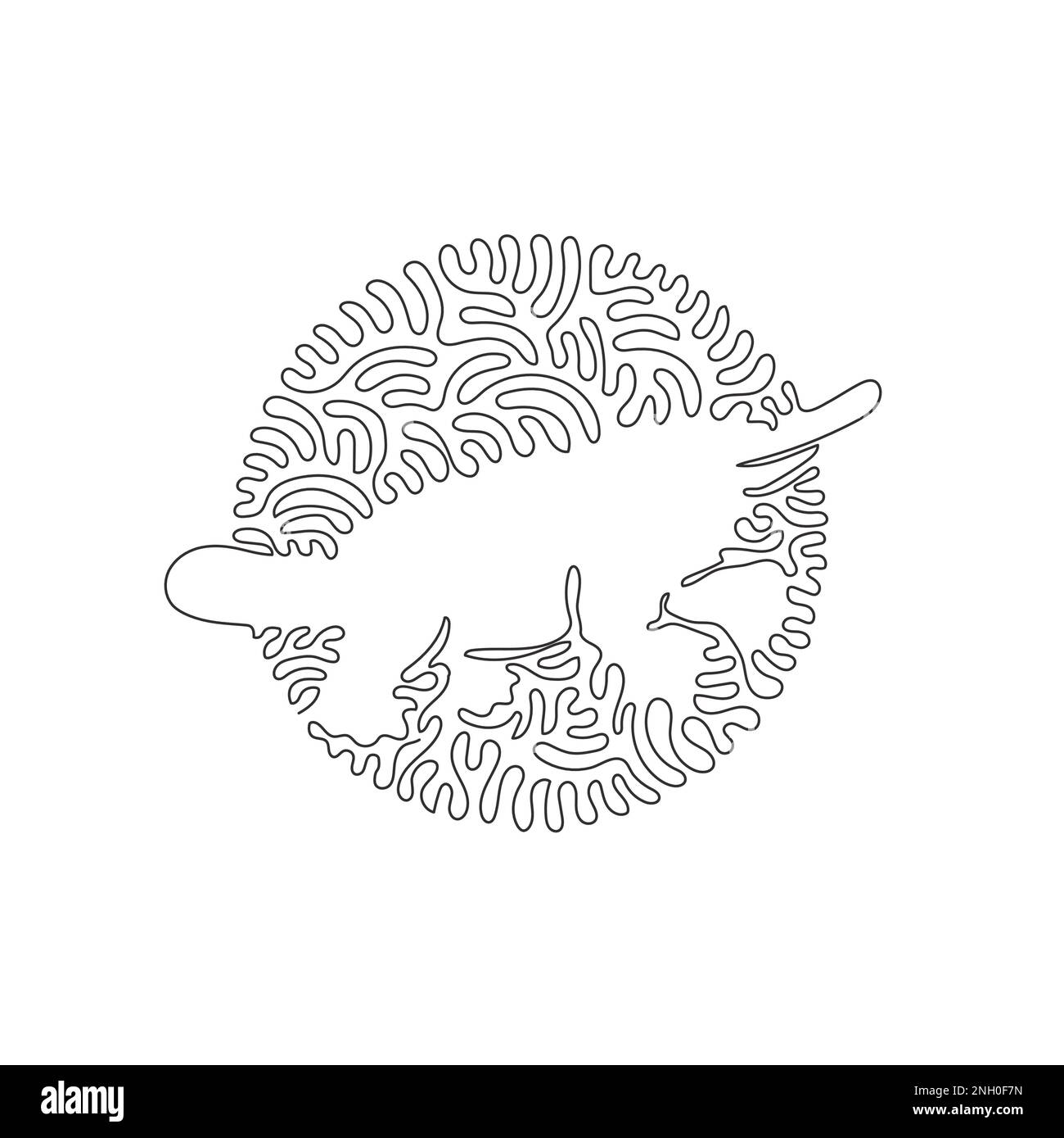 Continuous Curve One Line Drawing Of Cute Platypus Abstract Art In