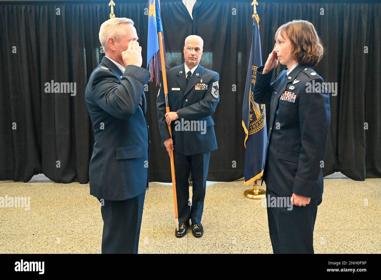 Lt. Col. Brooke Sciuto, 155th Medical Group commander, salutes Col ...