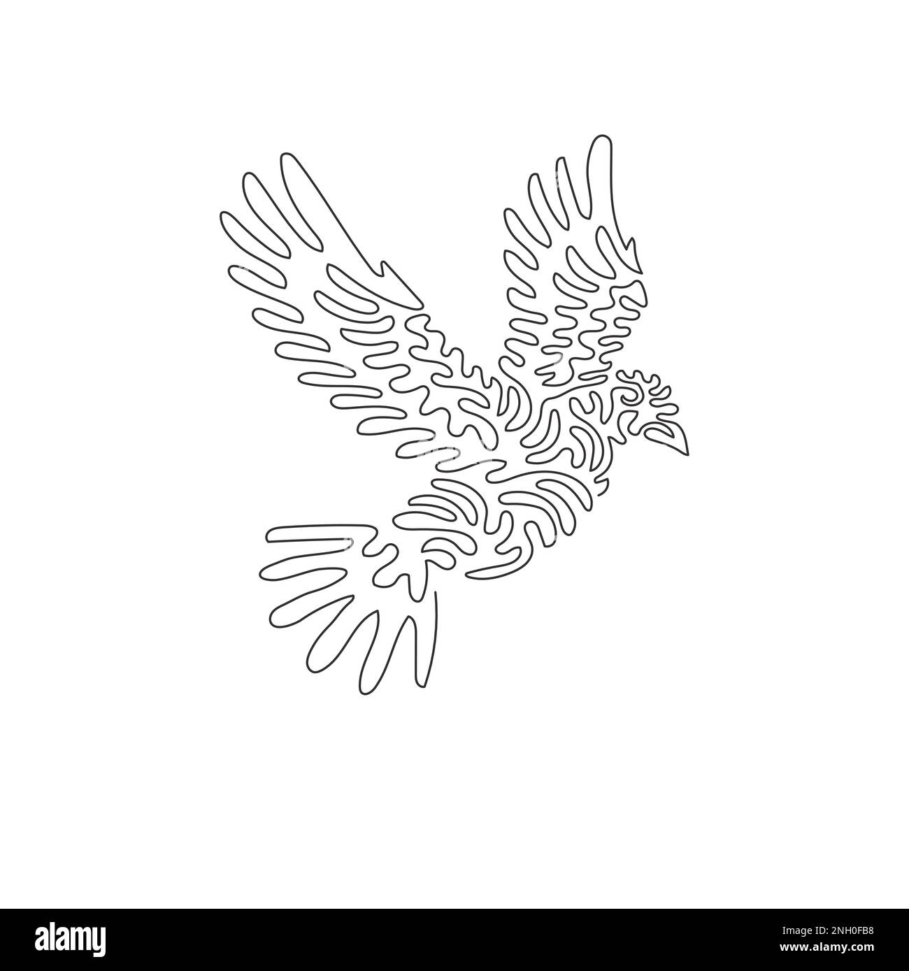 Continuous Curve One Line Drawing Of Cute Flying Dove Abstract Art