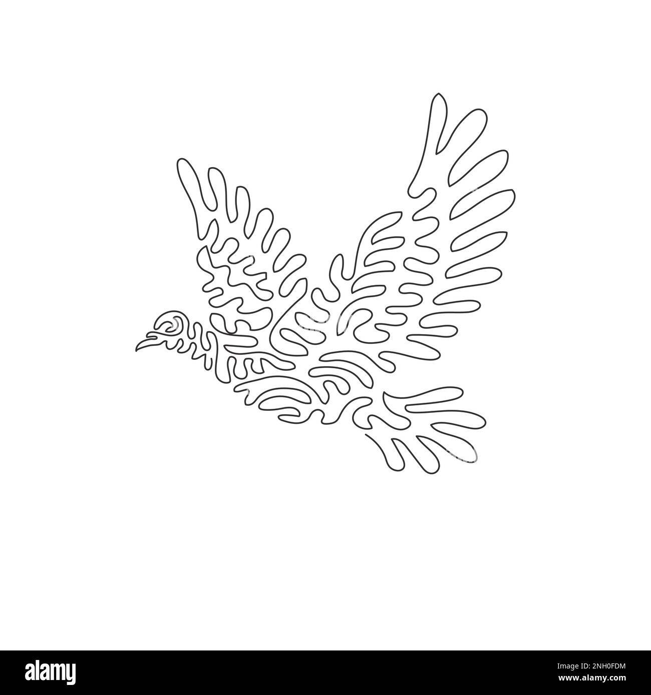 Continuous Curve Line Drawing Of Adorable Flying Dove Abstract Art In