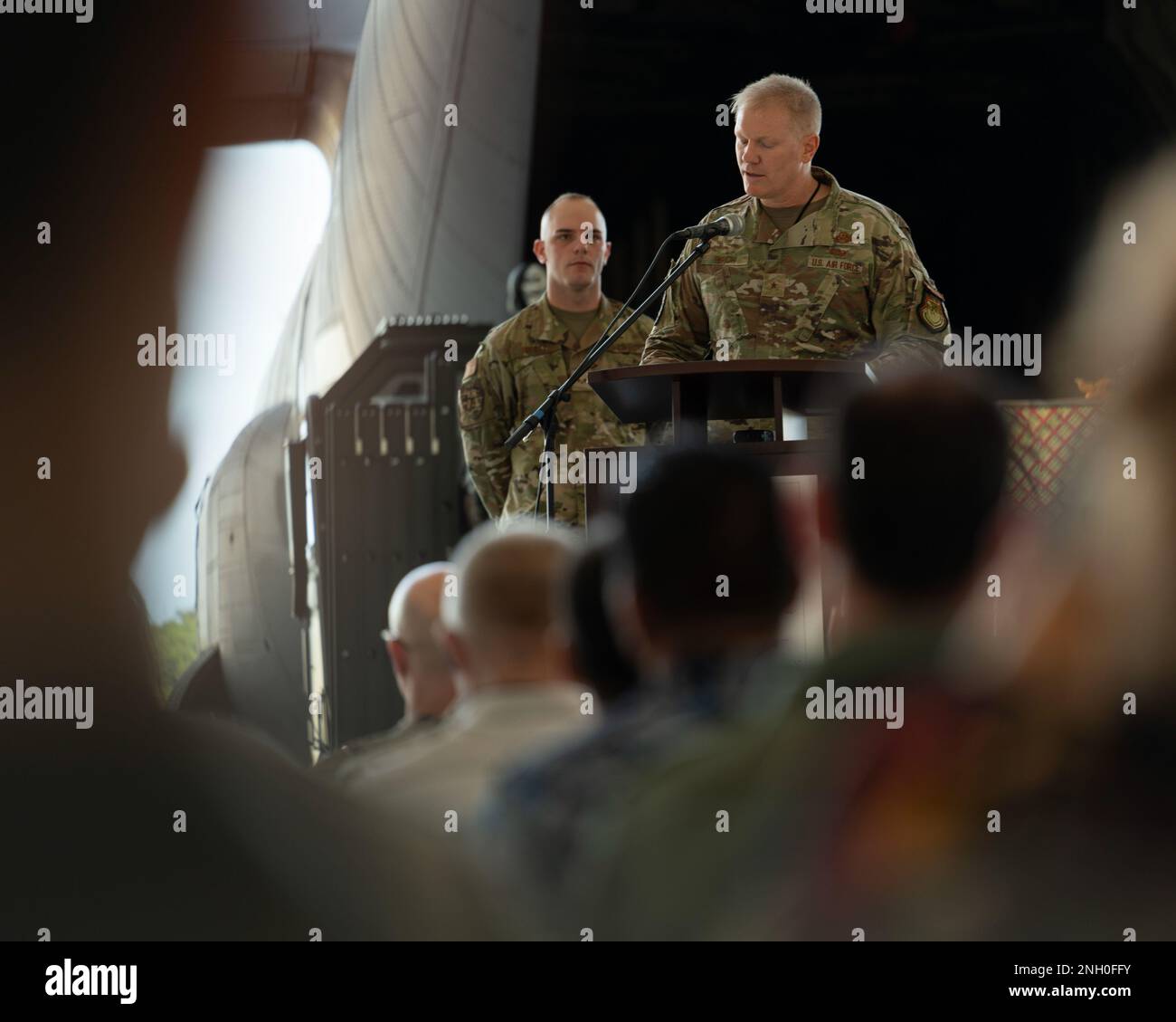 U.S. Air Force Brig. Gen. Paul Birch, 36th Wing Commander, gives a ...