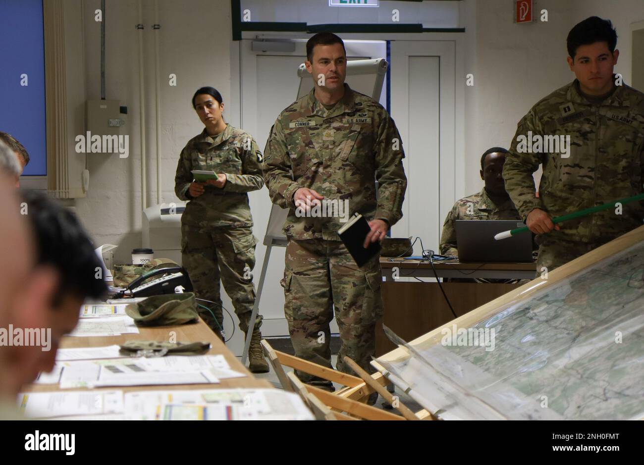 Maj. Matthew Conner, 2nd Brigade Combat Team aviation officer, briefs ...