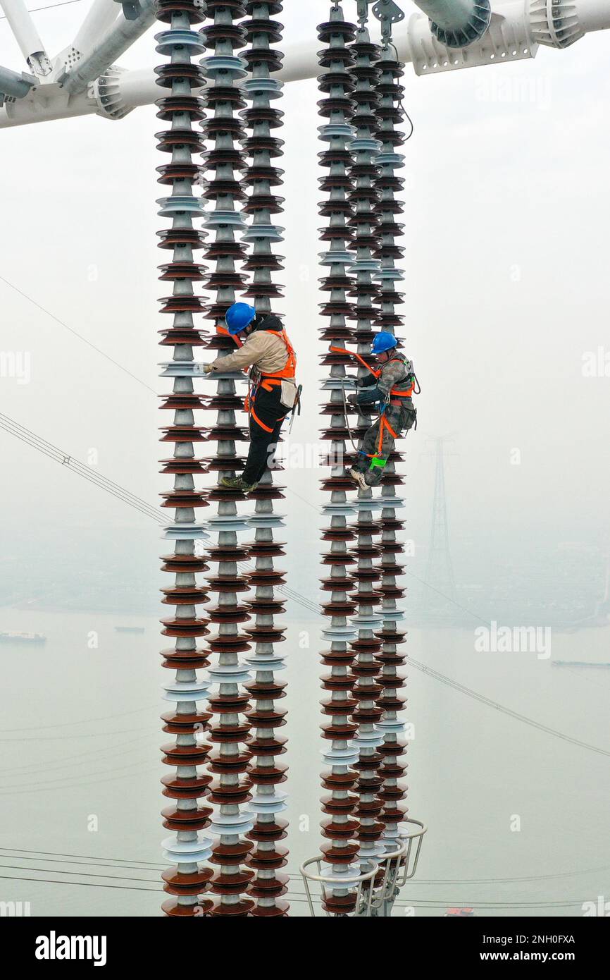 NANJING, CHINA - FEBRUARY 20, 2023 - Construction workers inspect the construction site of the ...
