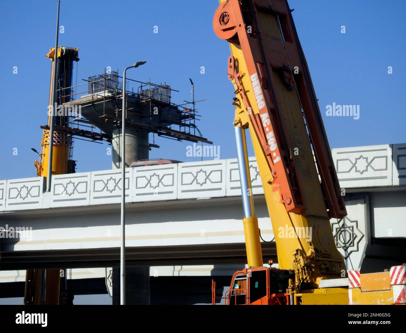 Cairo, Egypt, February 16 2023: Construction site of new Cairo monorail ...