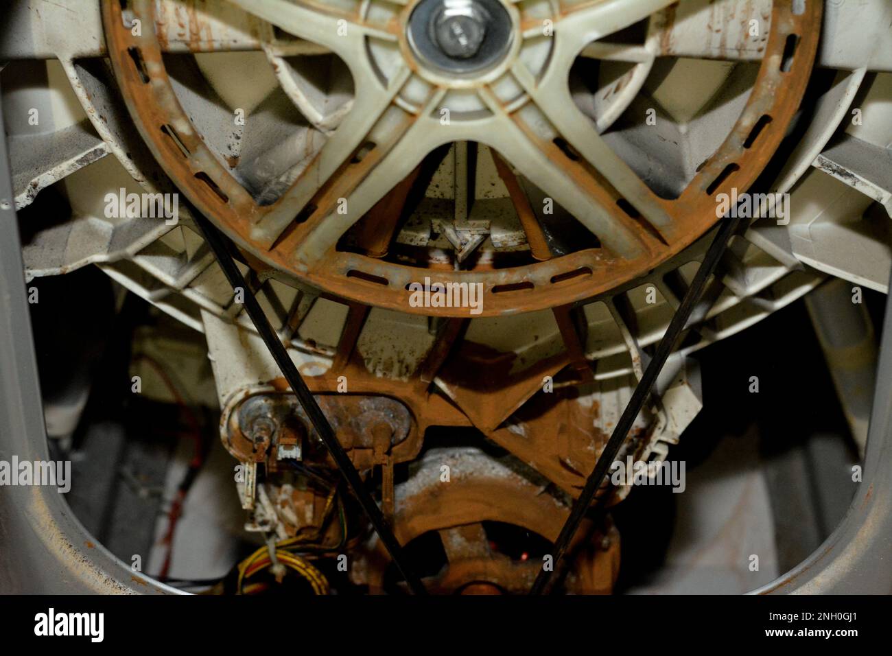 Rusty old dirty automatic electric washing machine drum that is ...
